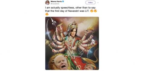 Tweet showing Kamala Harris as Goddess Durga slaying Trump criticised ...